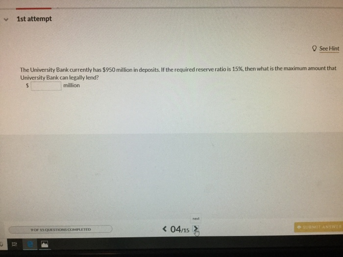 Solved 1st attempt O See Hint The University Bank currently | Chegg.com Solved 1st attempt O See Hint The University Bank currently | Chegg.com
