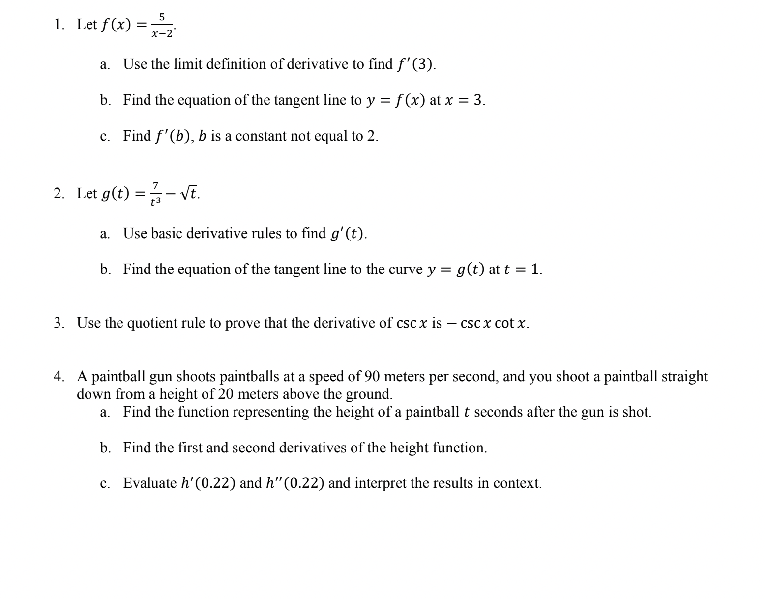Solved 1. Let f(x)=x−25. a. Use the limit definition of | Chegg.com