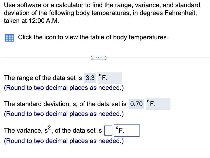 Solved Use software or a calculator to find the range, | Chegg.com Solved Use software or a calculator to find the range, | Chegg.com