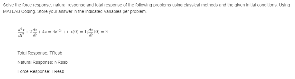 Solved Solve the force response, natural response and total | Chegg.com