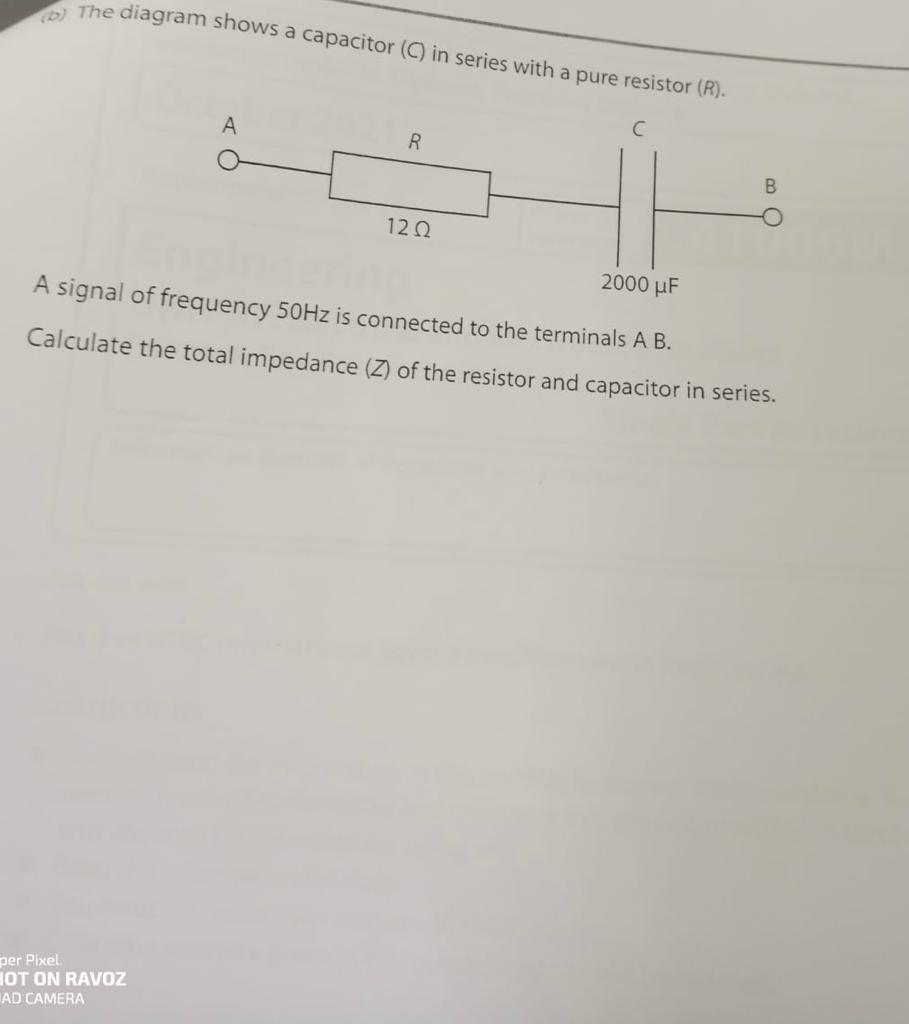Solved The diagram shows a capacitor (o) in series with a | Chegg.com