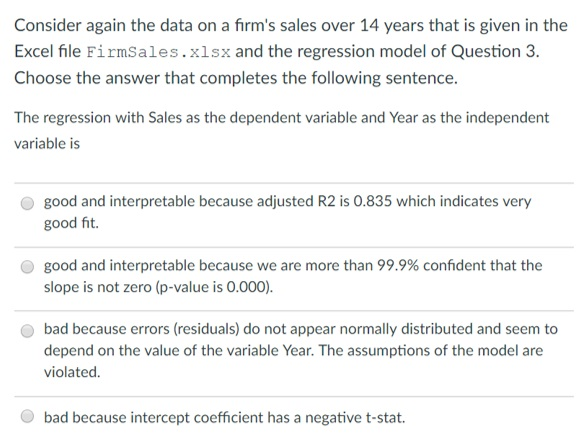 Solved Consider Again The Data On A Firms Sales Over 14