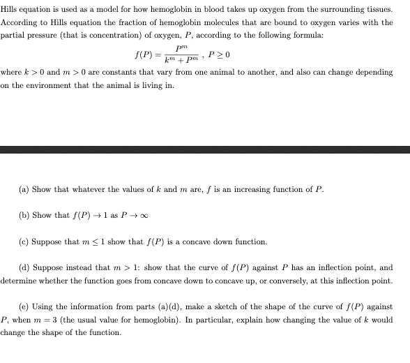 Solved Hills equation is used as a model for how hemoglobin | Chegg.com