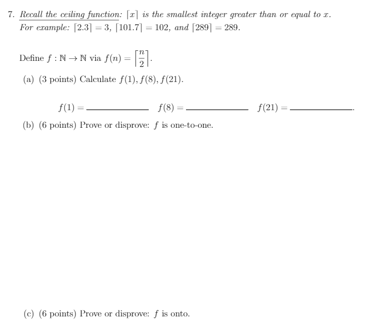 Solved 7. Recall the ceiling function: 0:2) is the smallest | Chegg.com