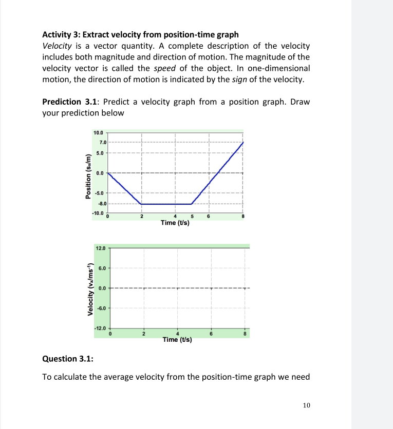 Solved Activity 3: Extract velocity from position-time graph | Chegg.com