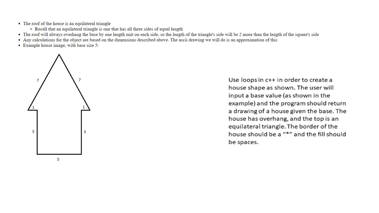 Solved • The roof of the house is an equilateral triangle o | Chegg.com