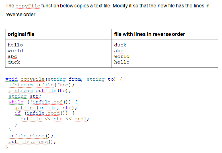 Solved The copyFile function below copies a text file. | Chegg.com