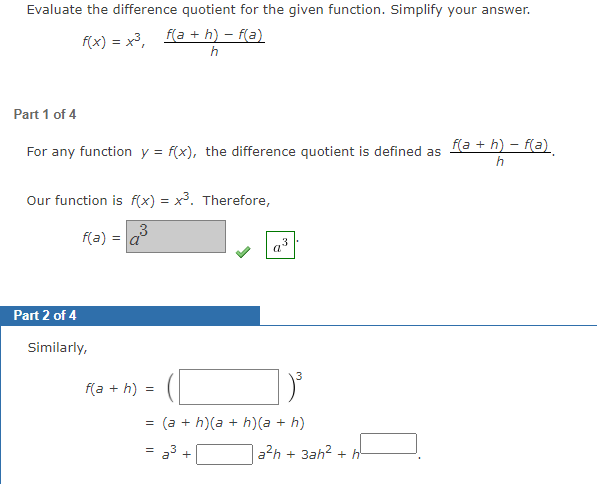Solved Evaluate The Difference Quotient For The Given