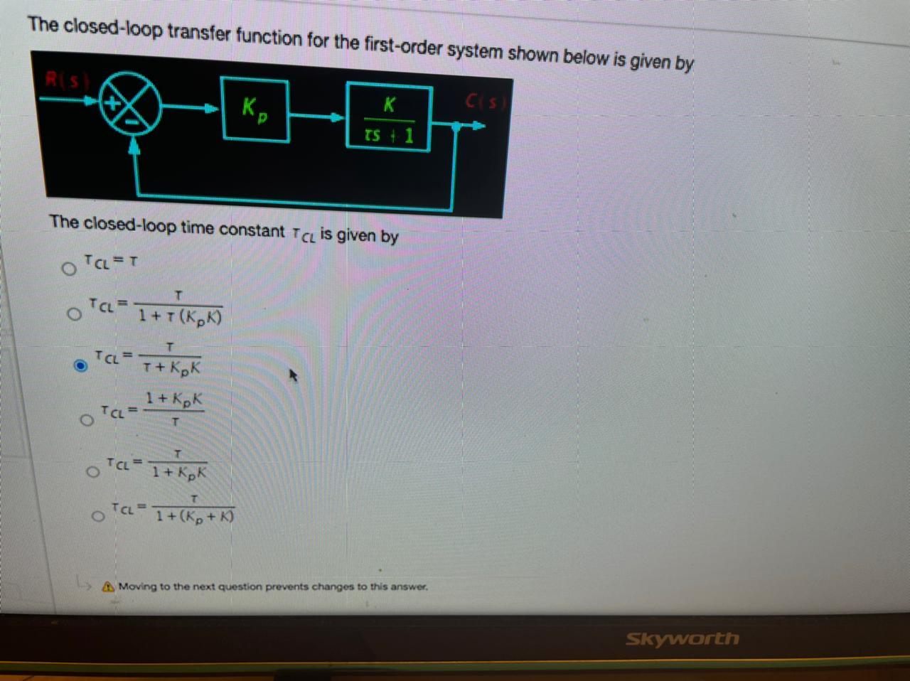 Solved The closed-loop transfer function for the first-order | Chegg.com