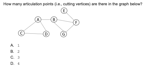 Solved How many articulation points (i.e., cutting vertices) | Chegg.com