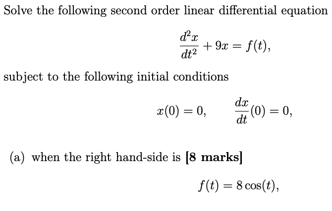 Solved Solve the following second order linear differential | Chegg.com