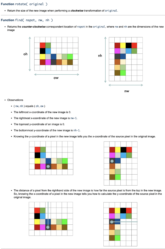 Solved Function rotate( original ) • Return the size of the | Chegg.com