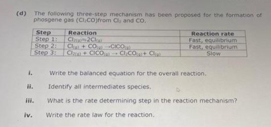 Solved The following three-step mechanism has been proposed | Chegg.com