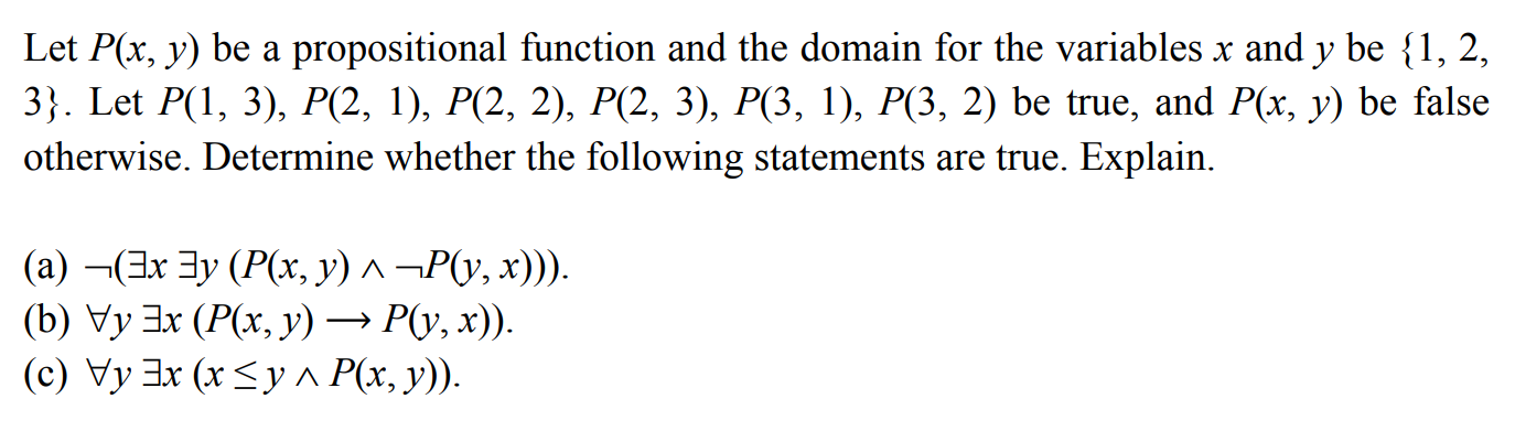 Solved Let P(x, y) be a propositional function and the | Chegg.com