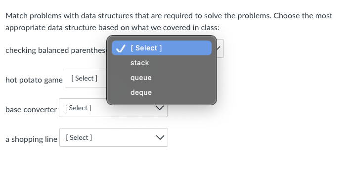 Solved Match problems with data structures that are required | Chegg.com