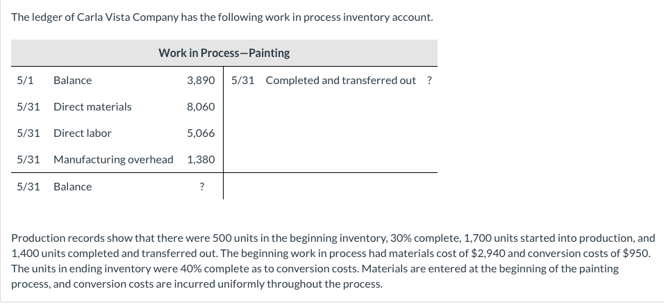 Solved The ledger of Carla Vista Company has the following | Chegg.com