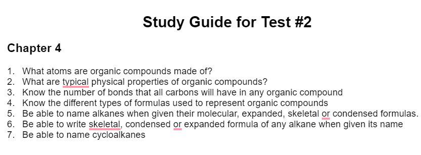 Solved Study Guide for Test \#2 Chapter 4 1. What atoms are | Chegg.com
