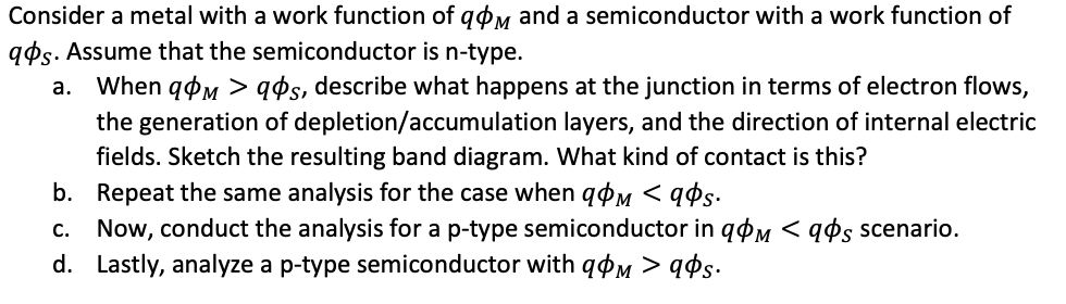 Solved Consider a metal with a work function of qϕM and a | Chegg.com