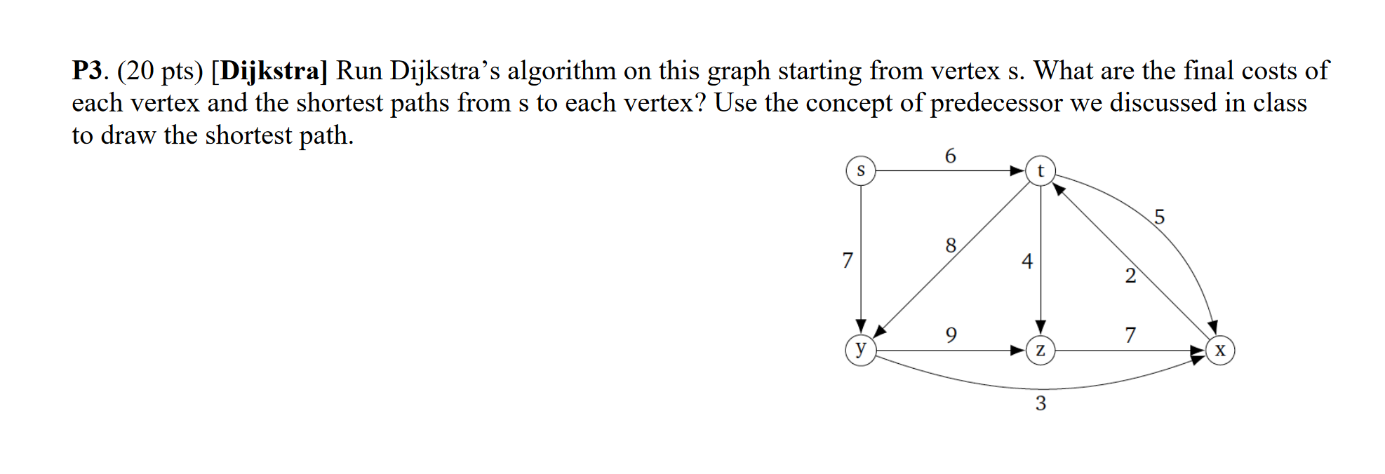 Solved P3. (20 pts) [Dijkstra] Run Dijkstra’s algorithm on | Chegg.com