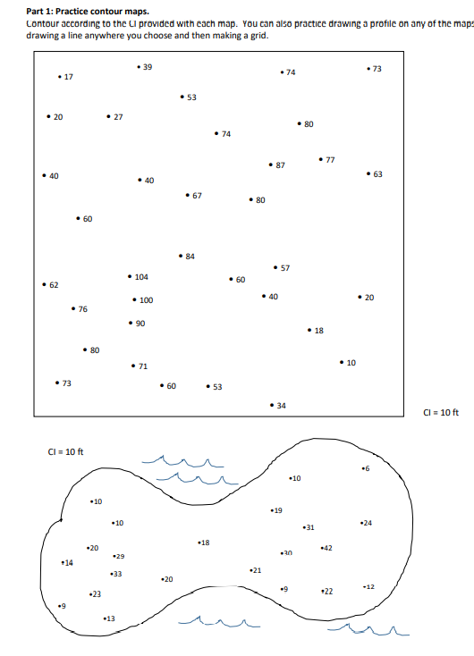 Part 1: Practice contour maps. Contour according to | Chegg.com