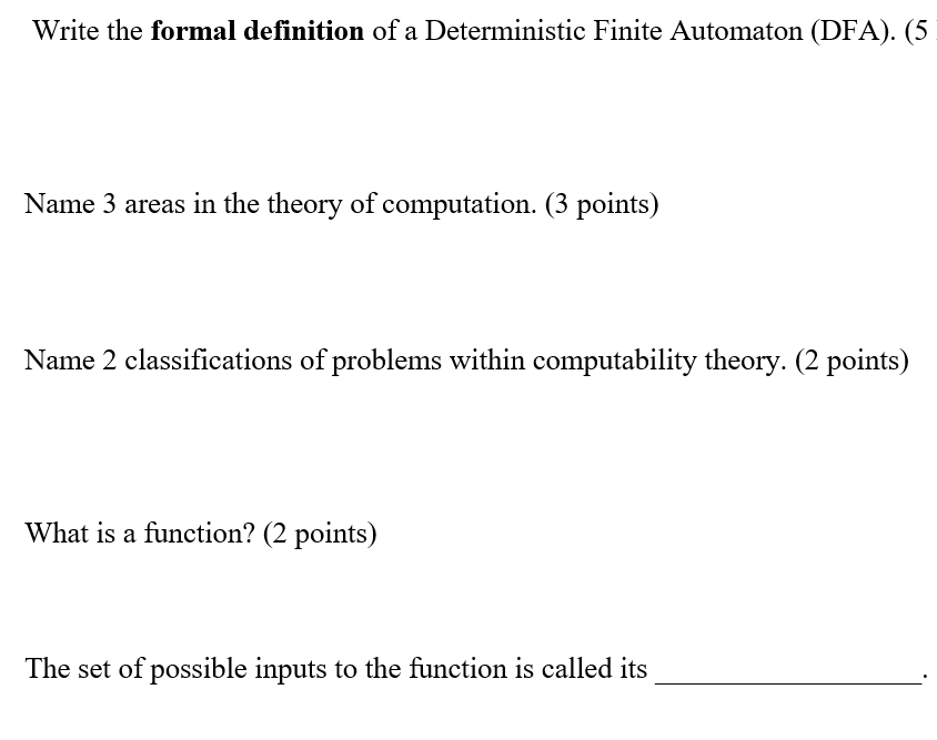 Solved Write the formal definition of a Deterministic Finite | Chegg.com