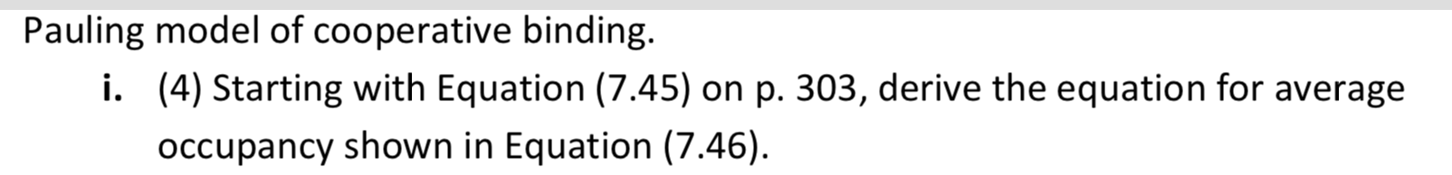 Pauling model of cooperative binding. i. (4) Starting | Chegg.com
