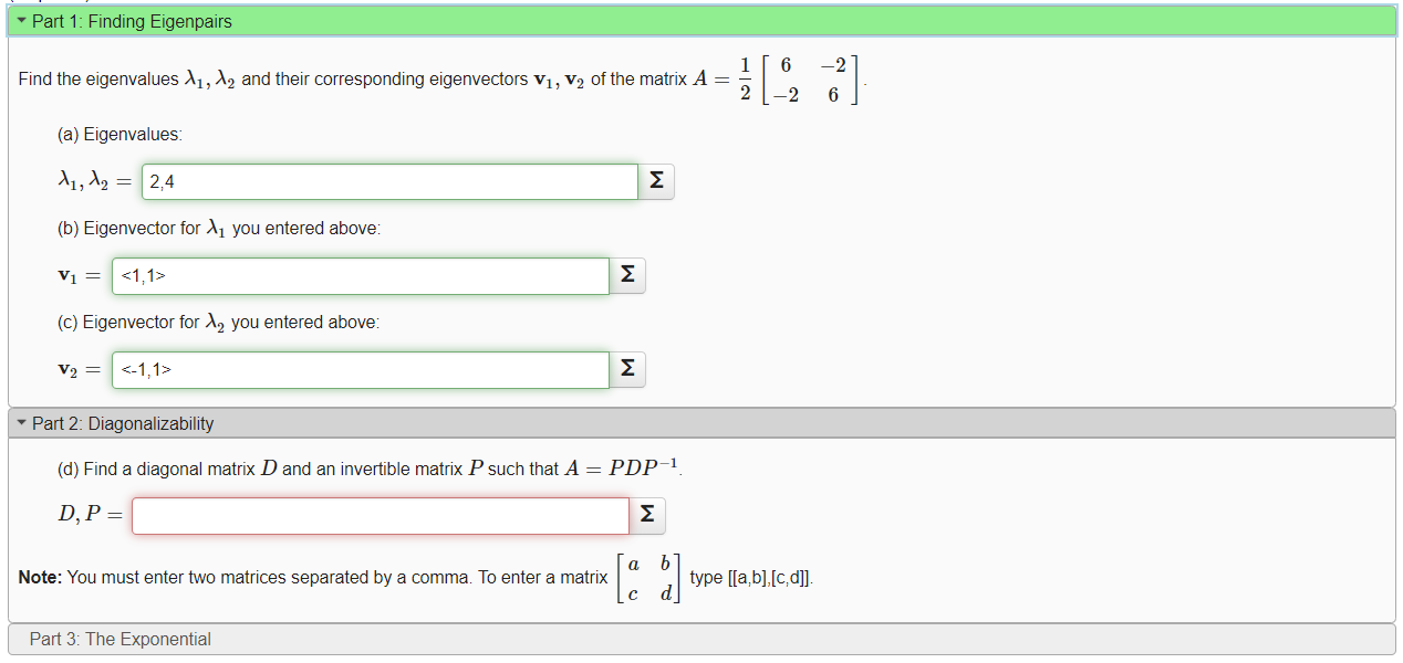 Solved Part 1: Finding Eigenpairs [ 20 21 Find the | Chegg.com