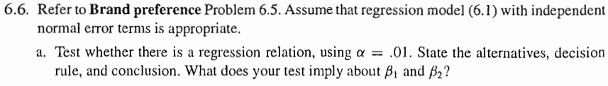 Solved 6.6. Refer to Brand preference Problem 6.5. Assume | Chegg.com