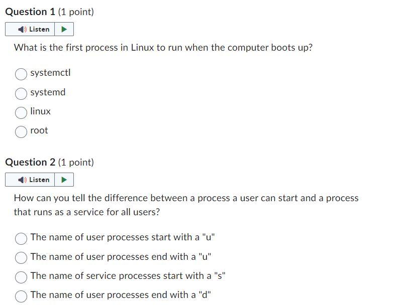 Solved What is the first process in Linux to run when the | Chegg.com