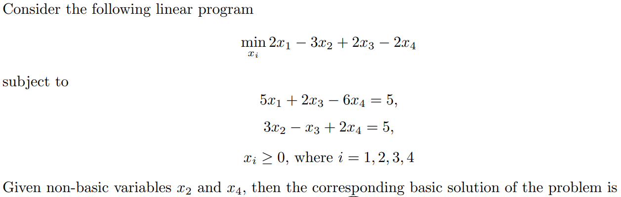 Solved Consider the following linear | Chegg.com