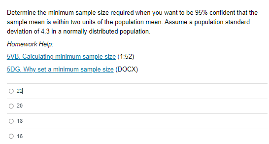 Solved Determine the minimum sample size required when you | Chegg.com