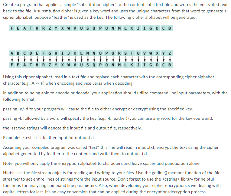 Create a program that applies a simple "substitution | Chegg.com