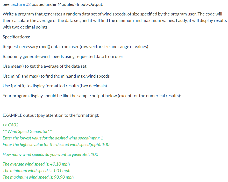 Solved See Lecture 02 posted under Modules >Input/Output. | Chegg.com