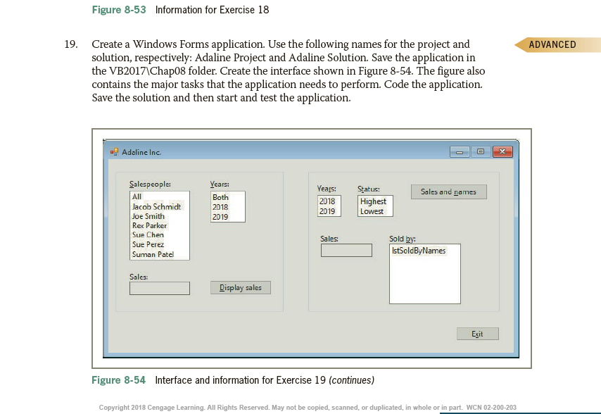 Solved Figure 8-53 Information for Exercise 18 ADVANCED 19. | Chegg.com