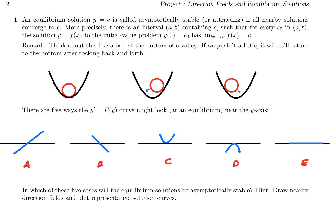 1. An equilibrium solution y=c is called | Chegg.com