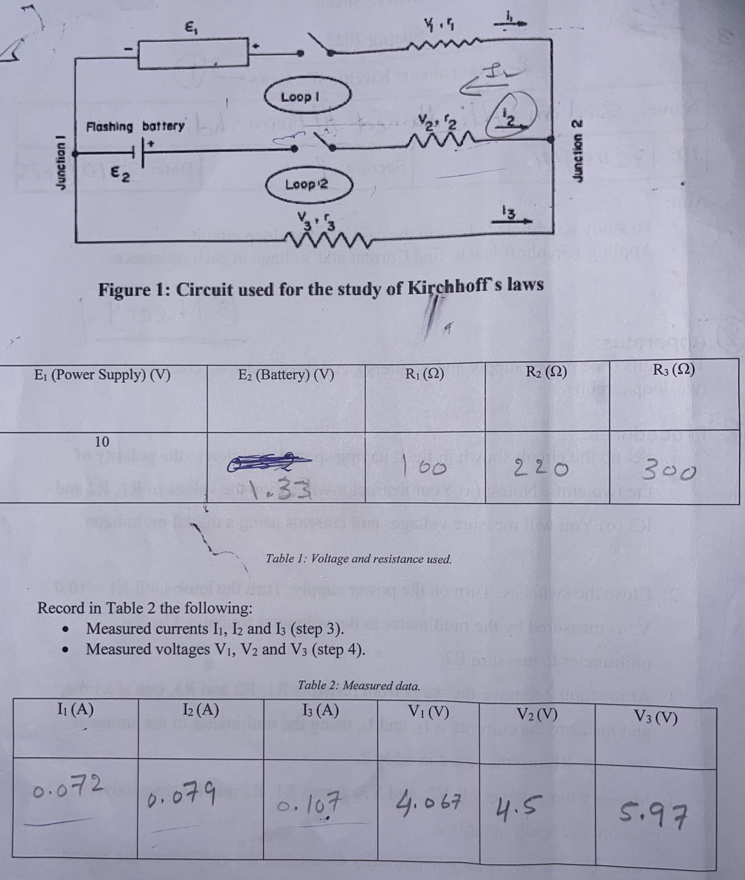 Solved Calculate I1,I2,I3 and V1,V2,V3 using Kirchhoff’s | Chegg.com