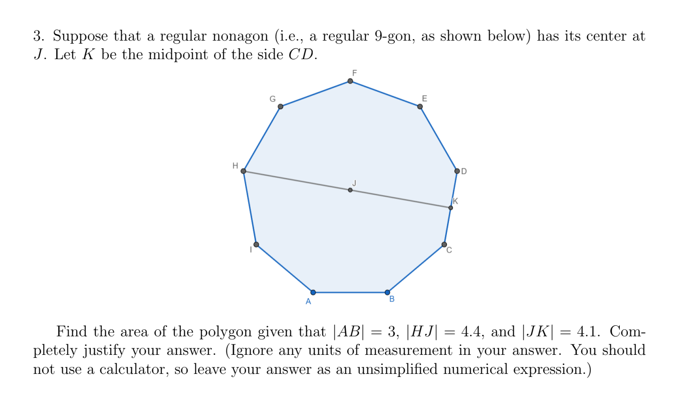 Solved 3. Suppose that a regular nonagon (i.e., a regular | Chegg.com