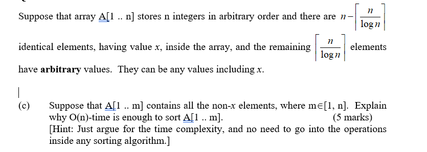 Solved Suppose that array A[1…n] stores n integers in | Chegg.com