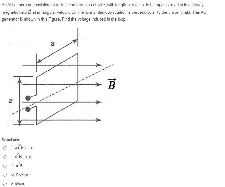 Solved An AC generator consisting of a single square loop of | Chegg.com