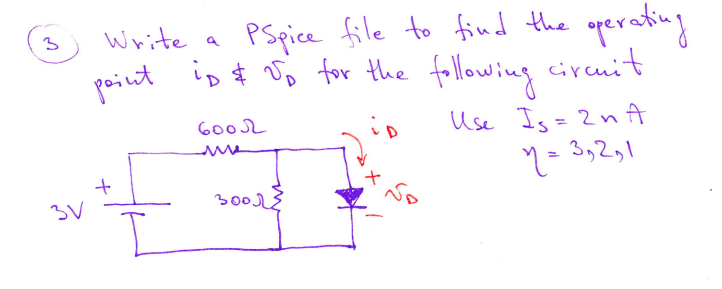 Solved (3) Write a PSpice file to find the operating point | Chegg.com