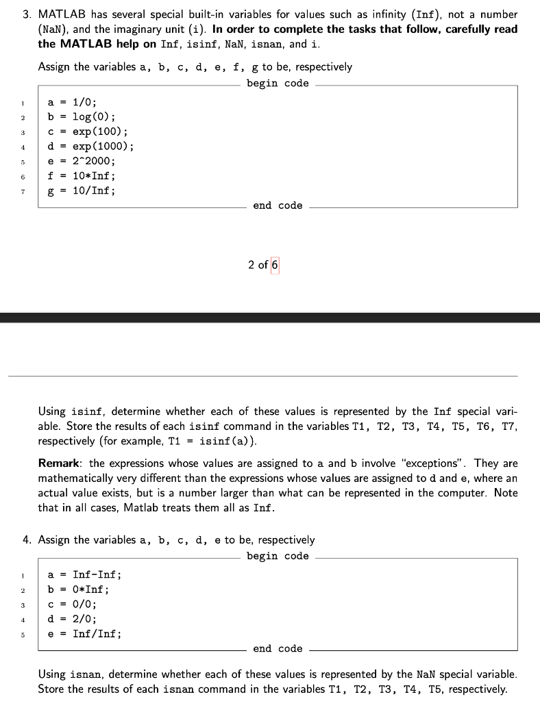 Solved 3. MATLAB has several special built-in variables for | Chegg.com