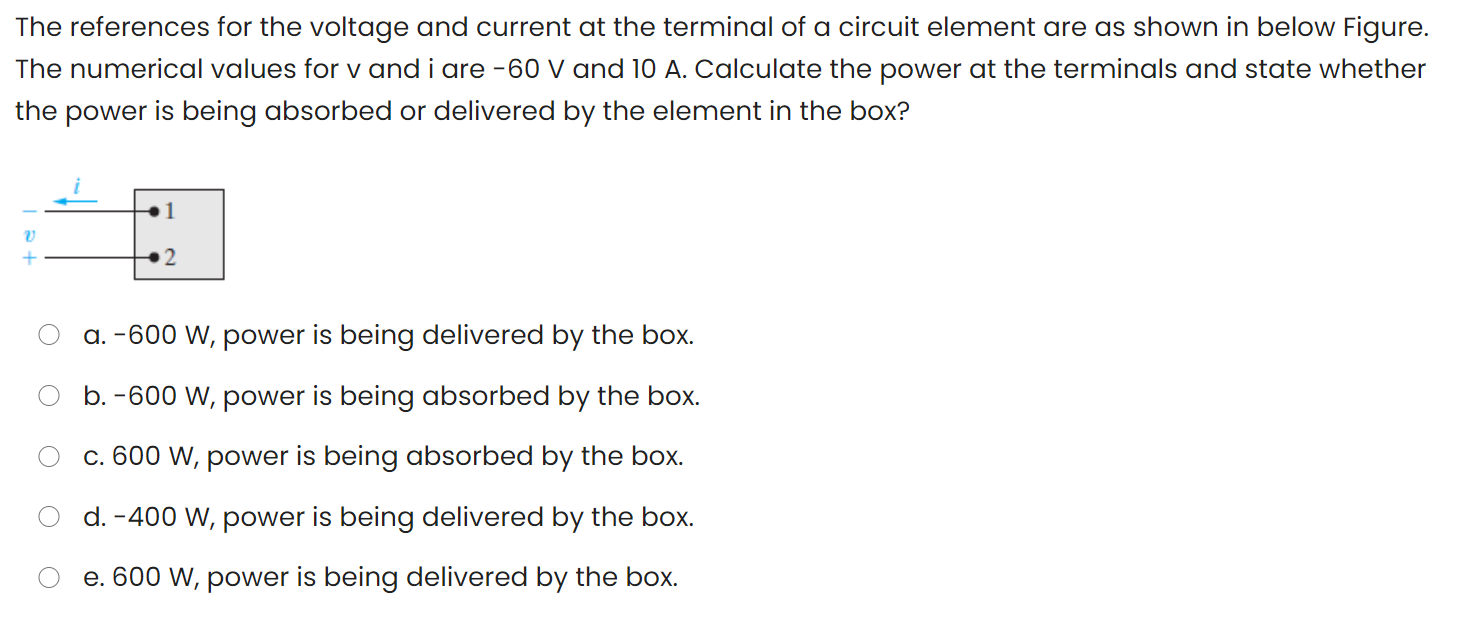 Solved The references for the voltage and current at the | Chegg.com