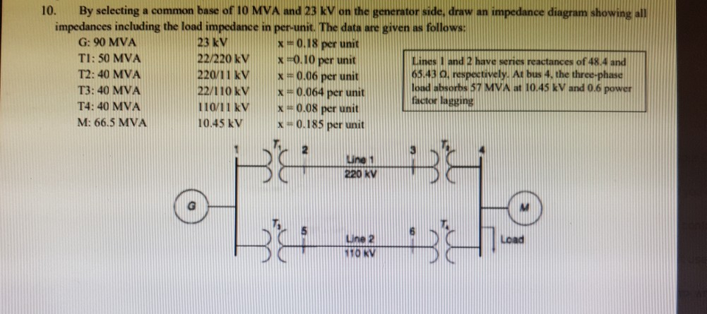 Solved 10. By selecting a common base of 10 MVA and 23 kV on | Chegg.com