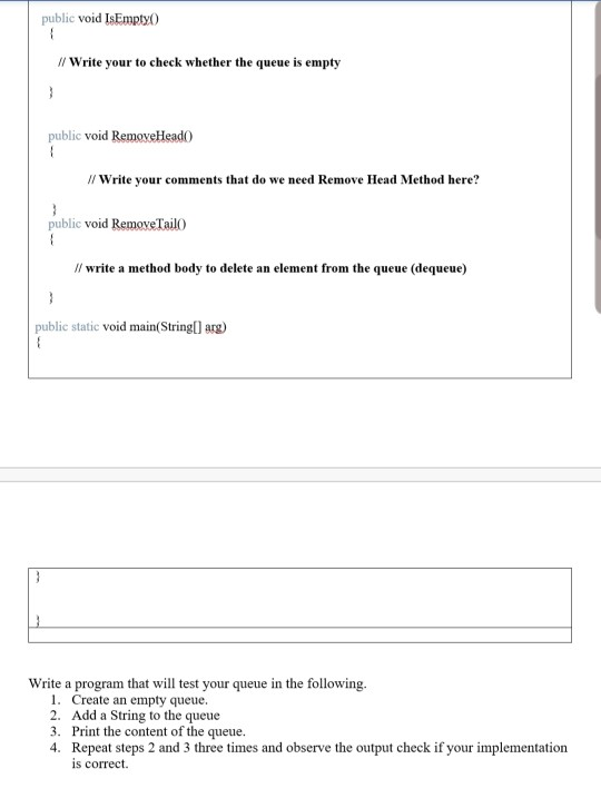 Solved Exercise 3: (10 Marks) Fill the following methods to | Chegg.com