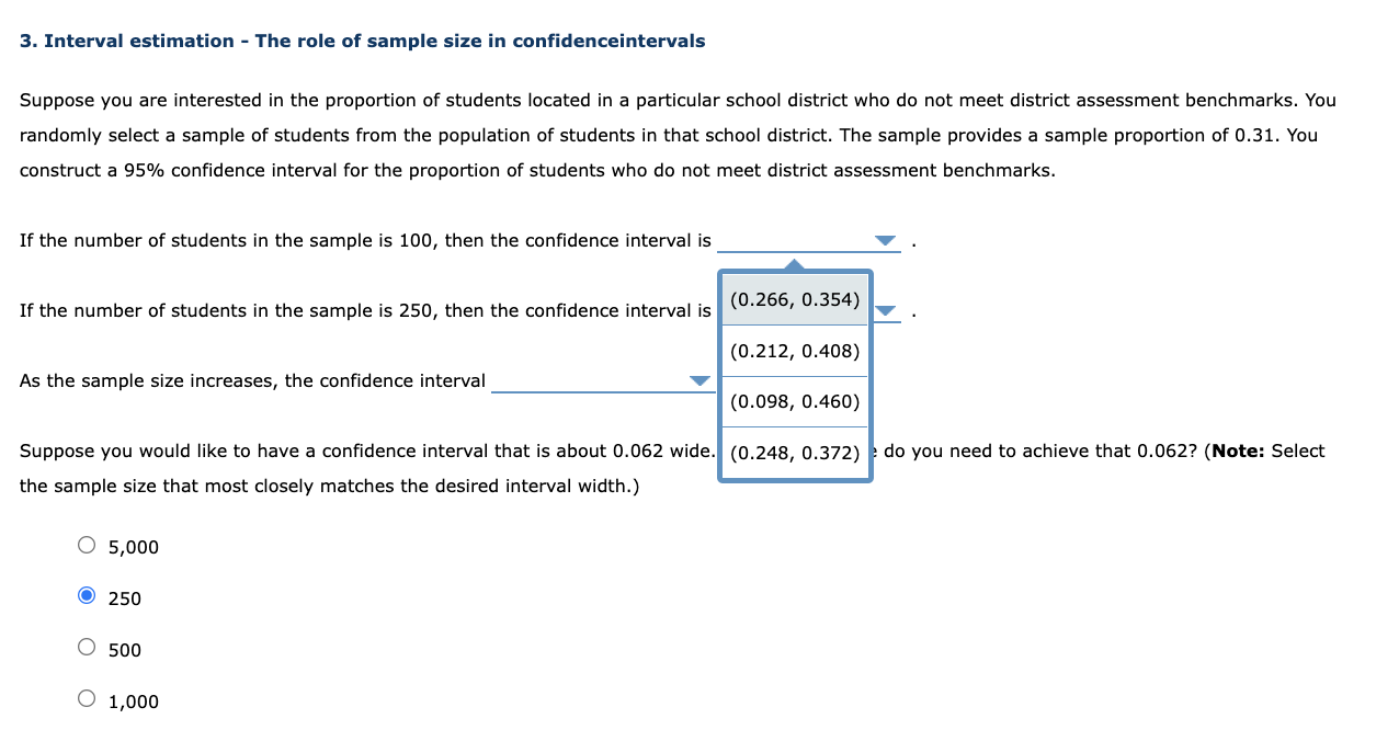 Solved 3. Interval estimation - The role of sample size in | Chegg.com
