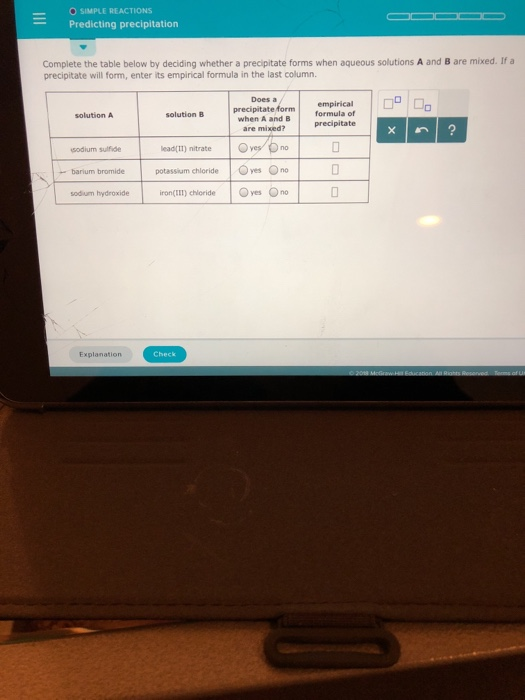 Solved SiMPLE REACTIONS Predicting precipitation Complete | Chegg.com