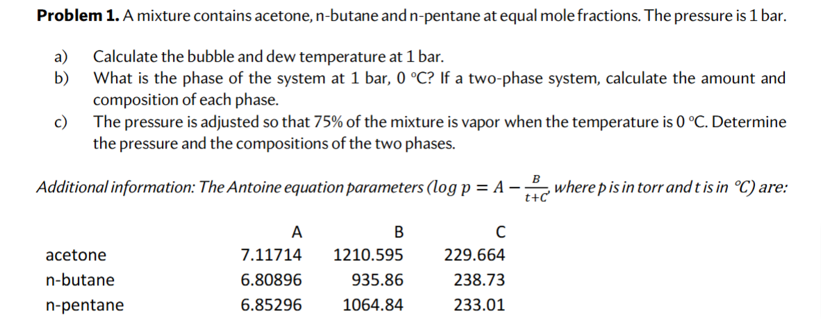 Solved Additional information: The Antoine equation | Chegg.com