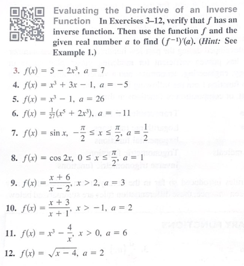 Solved Evaluating the Derivative of an Inverse Function In | Chegg.com