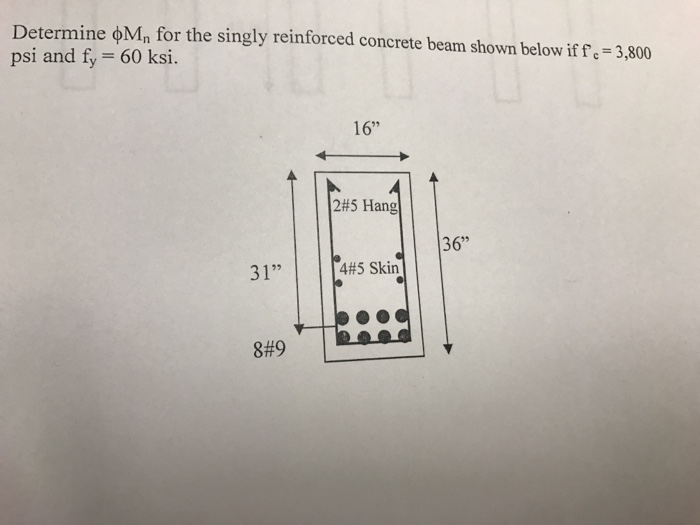 Solved Determine phi M_n for the singly reinforced concrete | Chegg.com