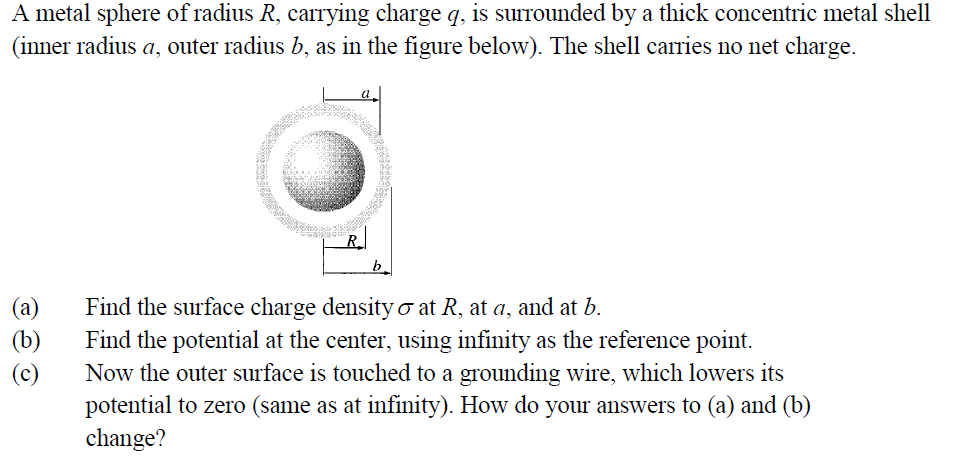 Solved A metal sphere of radius R, carrying charge q, is | Chegg.com